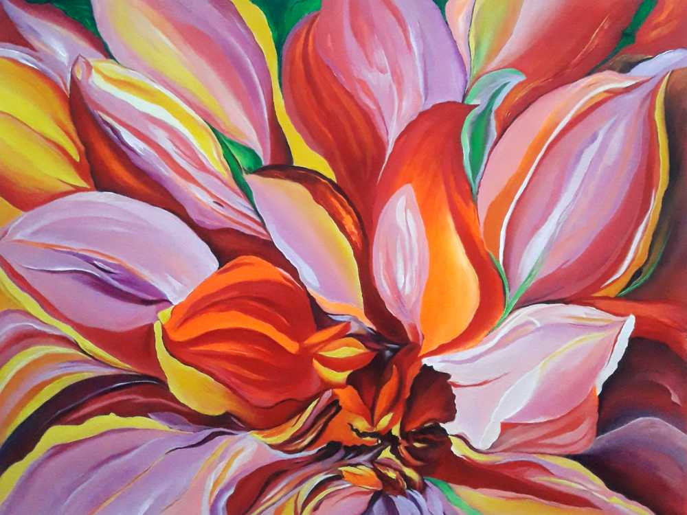 Buy Single Bright Red Flower (ART_8034_68157) - Handpainted Art ...