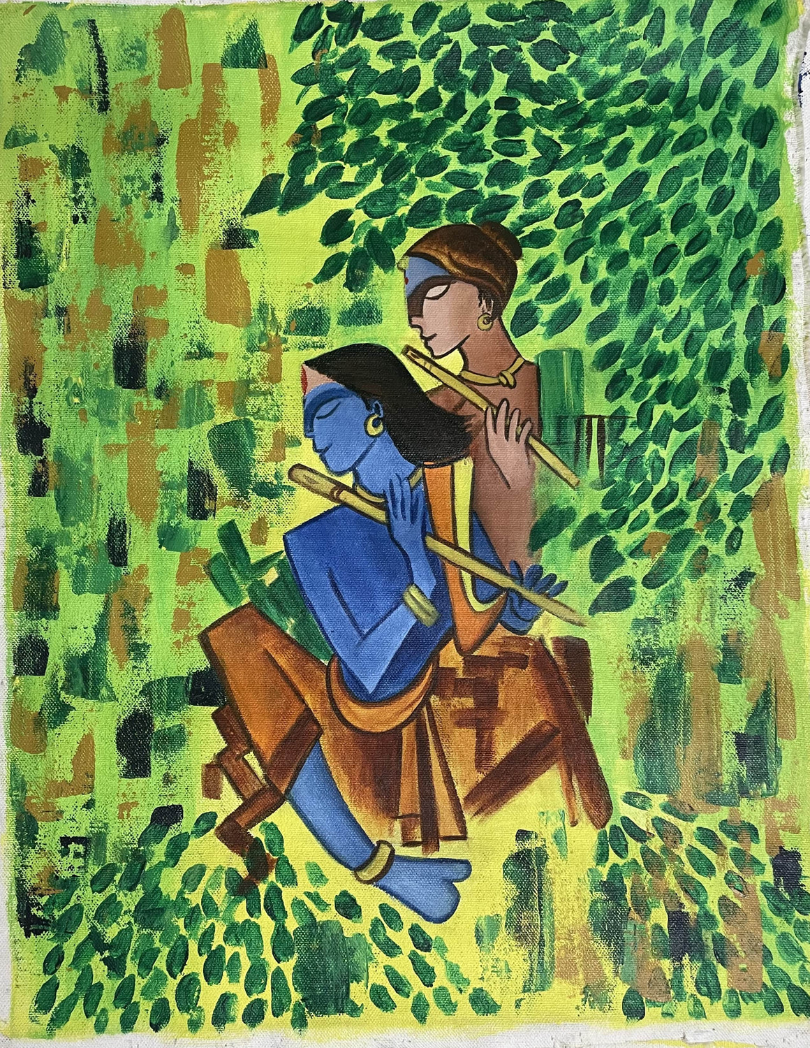 Buy Radha Krishna Modern Art Handmade Painting by AMI LAKHANI. Code:ART ...
