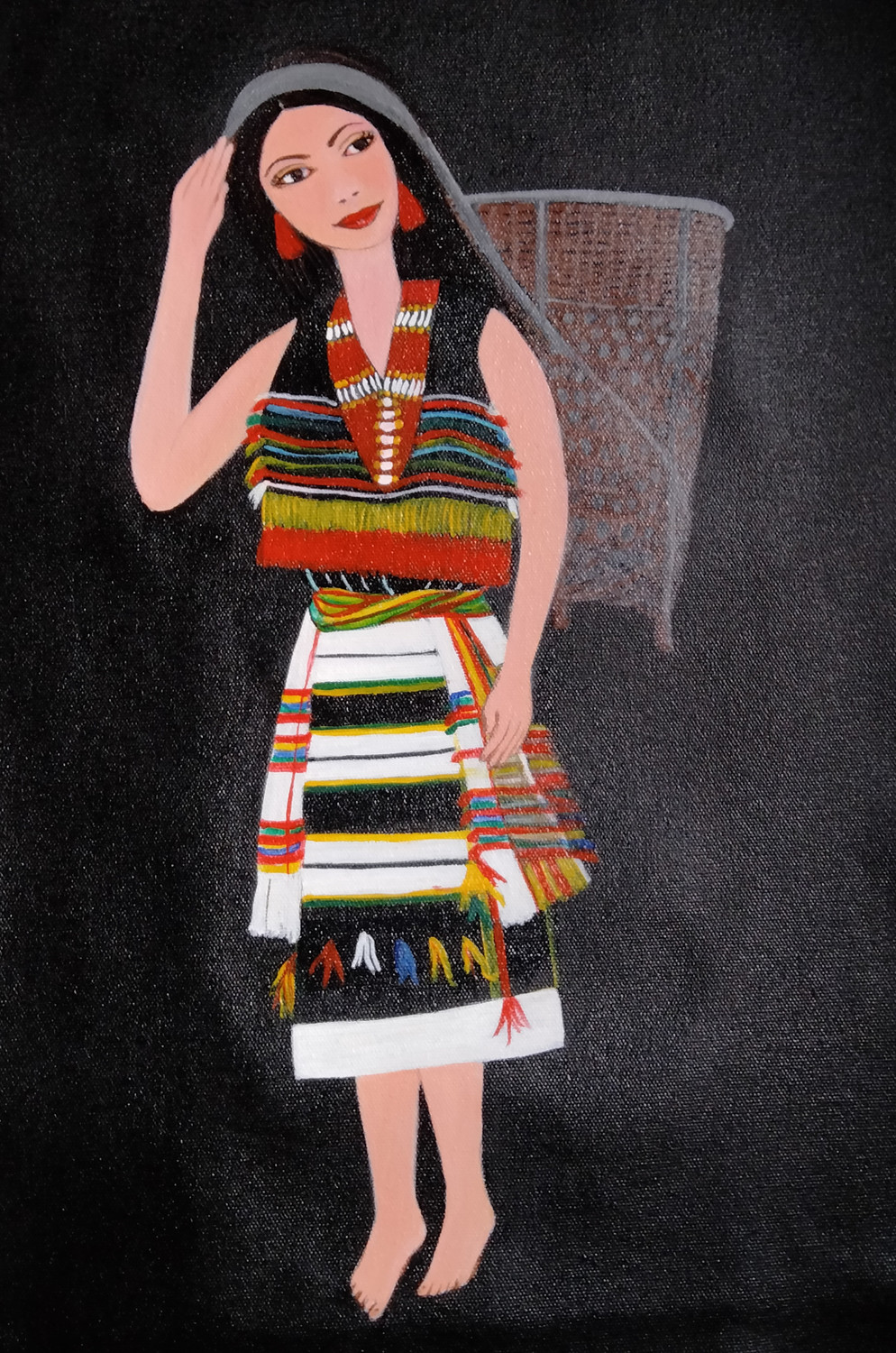 Buy Kabui lady Handmade Painting by THONGAM LEIPAKNGANBI CHANU. Code ...