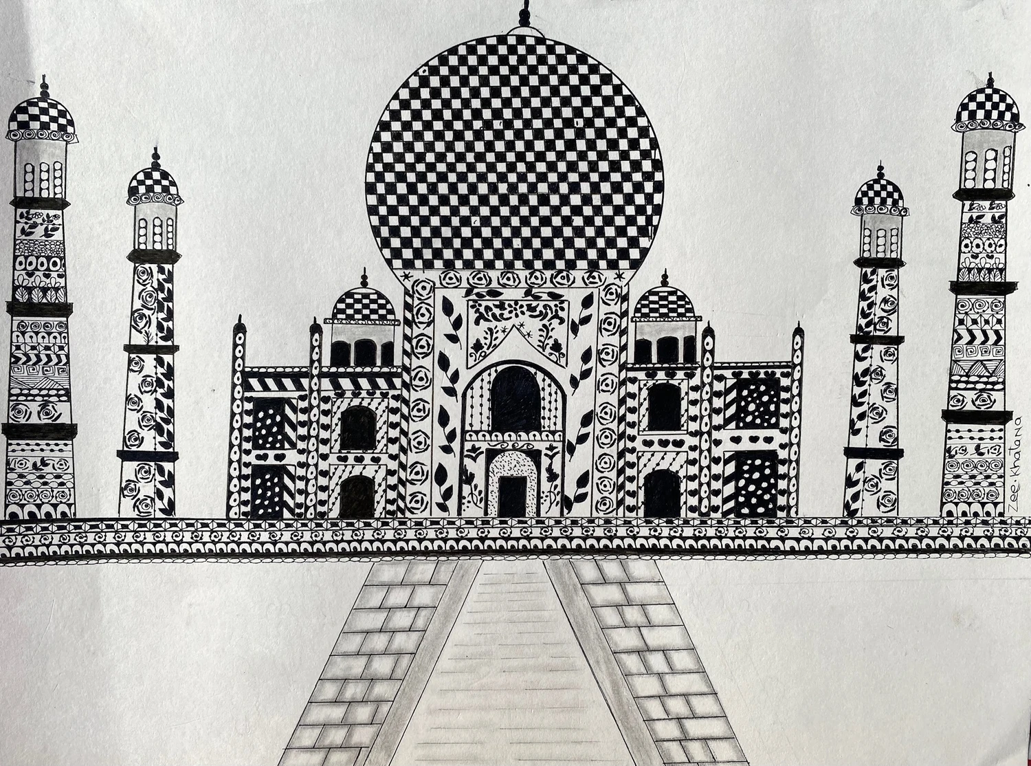 Buy THE MANDALA TAJ MAHAL Handmade Painting by ZAHIDA KHATANA. Code:ART ...