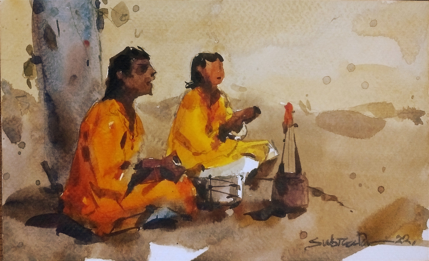 Buy Baul - Watercolor, Impressionist, Serene Painting Online | Fizdi