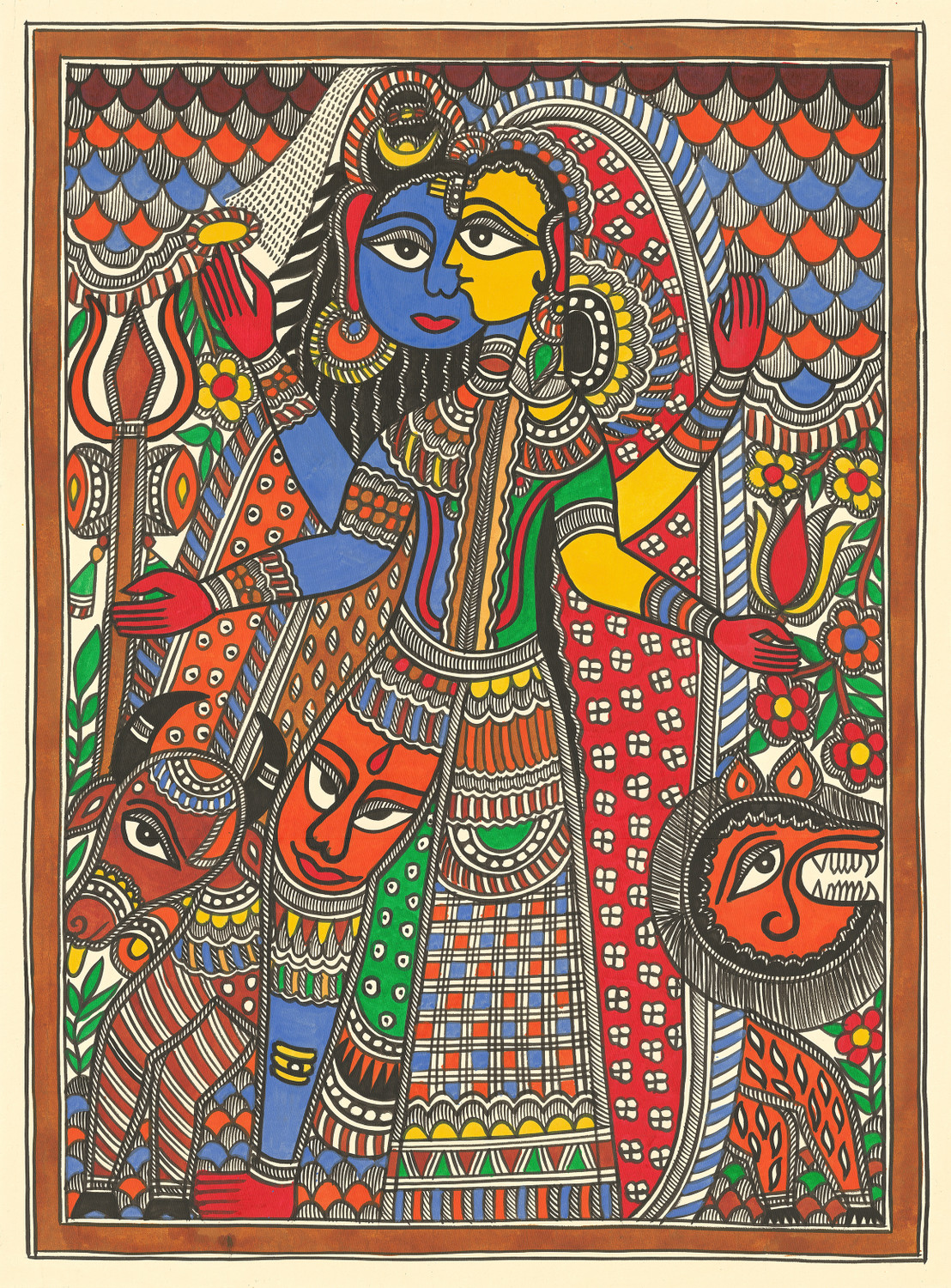 Buy Madhubani Painting-Ardhnareshwar Canvas Art Print by SARITA DEVI ...