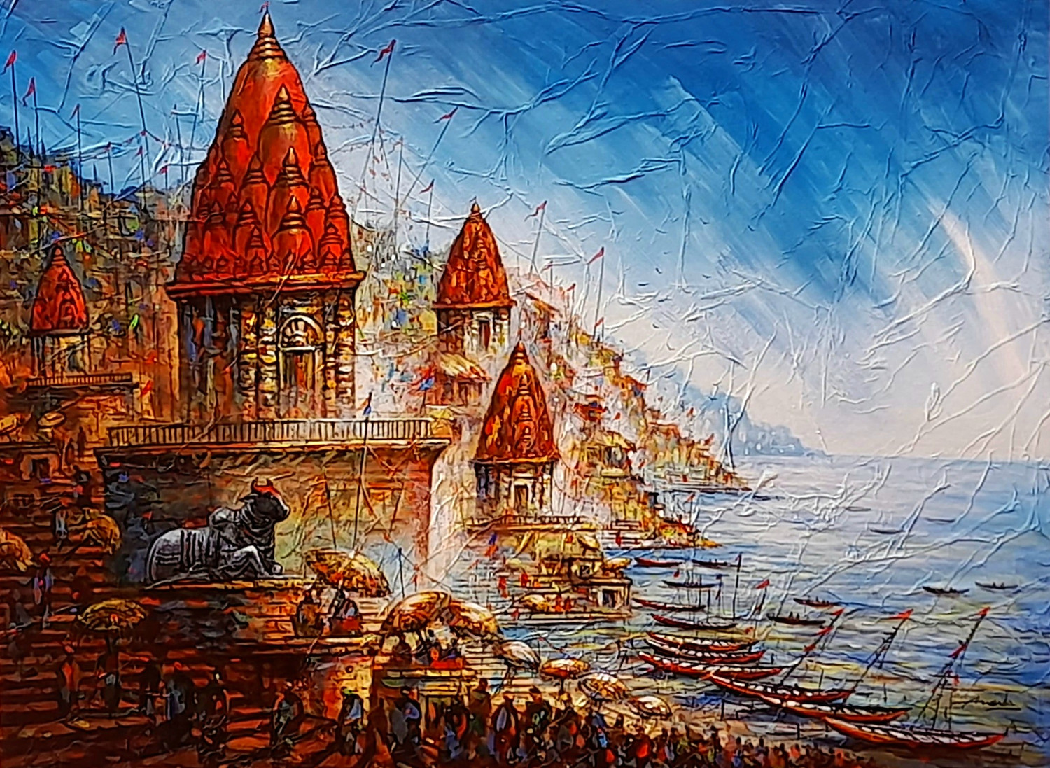 Buy Varanasi Handmade Painting by ANANDA DAS. Code:ART_7456_72184 ...
