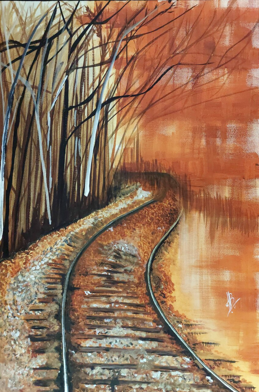 Buy The Track (ART_5839_72619) - Handpainted Art Painting - 16in X 24in ...