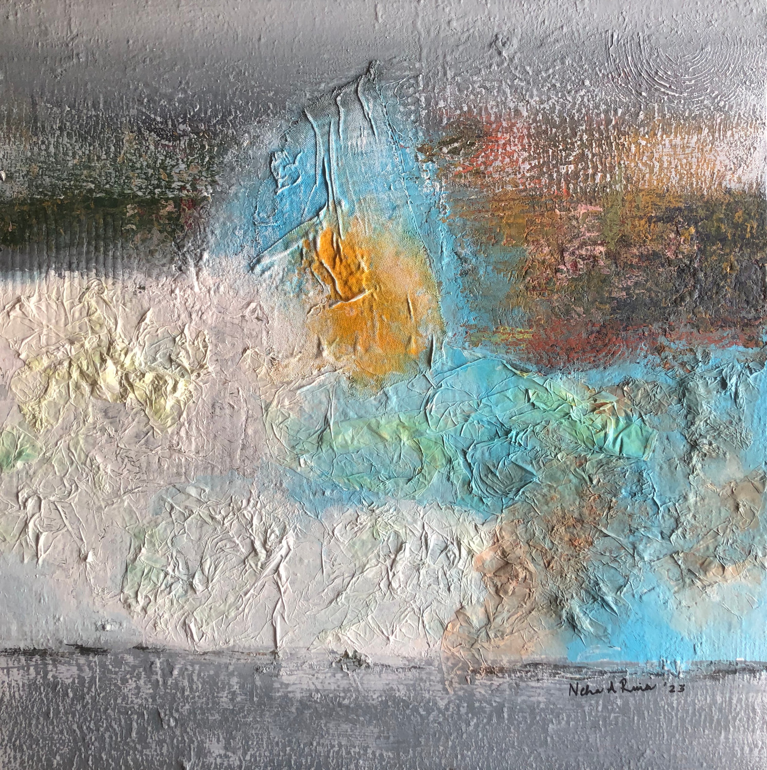 Buy Surf Turf - Abstract, Textured, Coastal Painting Online | Fizdi
