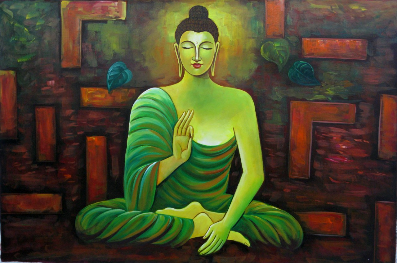 Buy Mahanirvana 11 - Spiritual, Figurative, Calm Painting Online | Fizdi