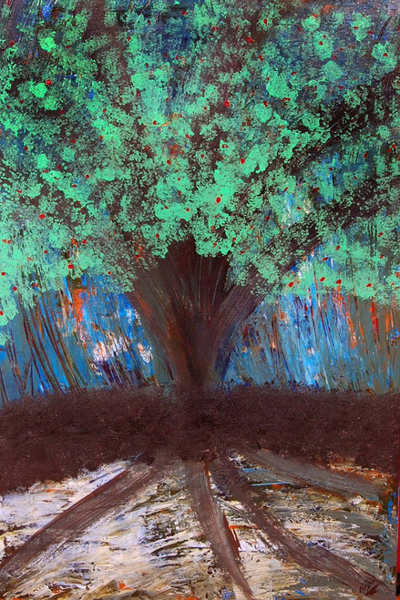 Buy Huge Green Tree Handmade Painting by Najmuddin Kachwala. Code:ART ...