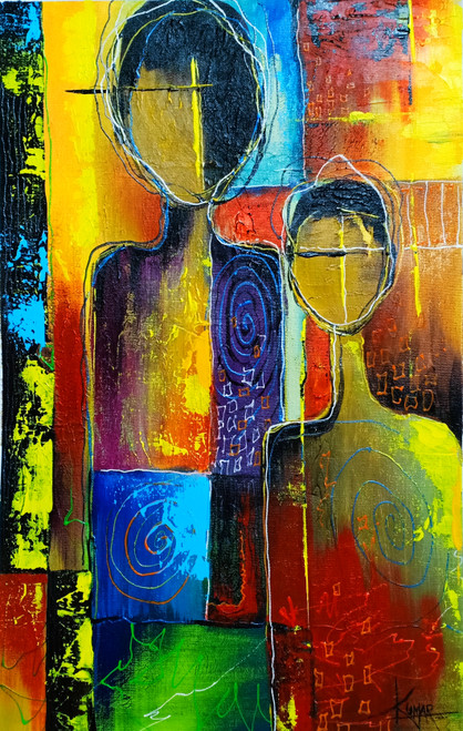 Buy Abstract couple Handmade Painting by KUMAR RANADIVE. Code:ART_7450 ...