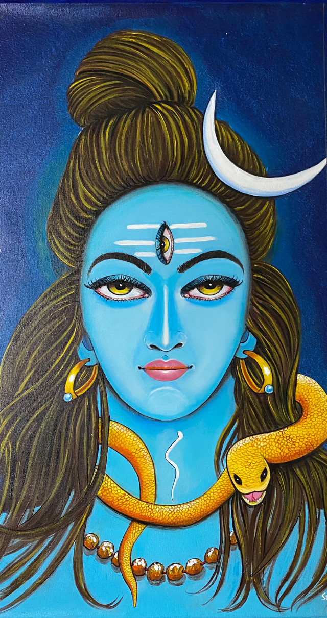 Buy Shiva Face - Spiritual, Symbolic, Mystical Painting Online | Fizdi