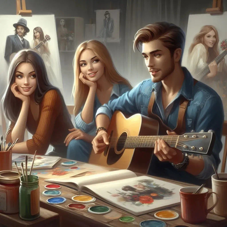 Buy Guitar - Realism, Contemporary, Cozy Painting Online | Fizdi