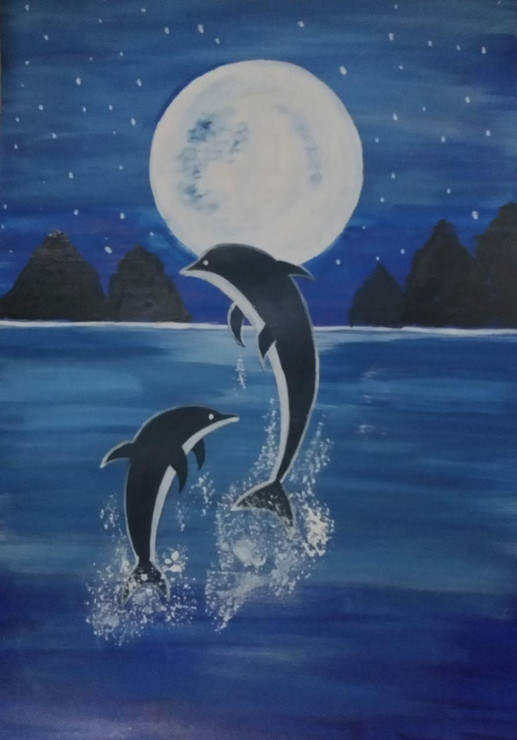 Buy Dolphin Handmade Painting - Nature-themed Realism Painting Online ...
