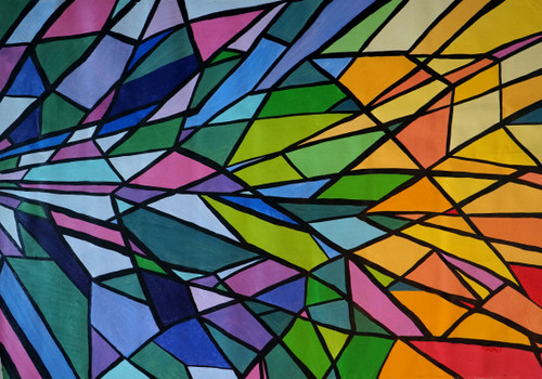 Buy Multicolored Prism Fragments - Abstract, Geometric, Modern Painting ...