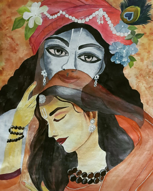 Buy Shree Krishnaand Meera (ART-8657-100283) - Handpainted Art Painting ...