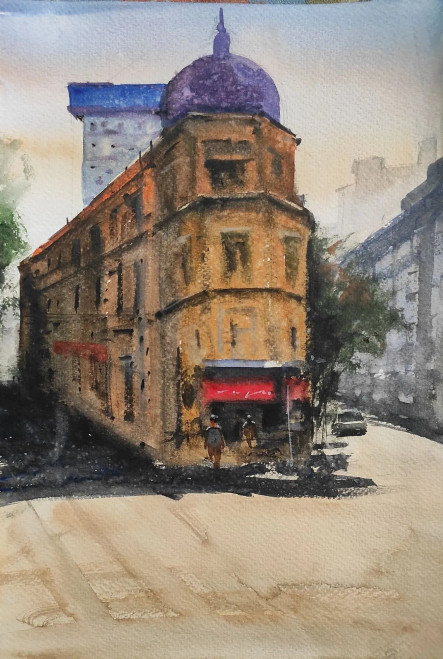 Buy City - Watercolor Urban Realism Painting Online | Fizdi
