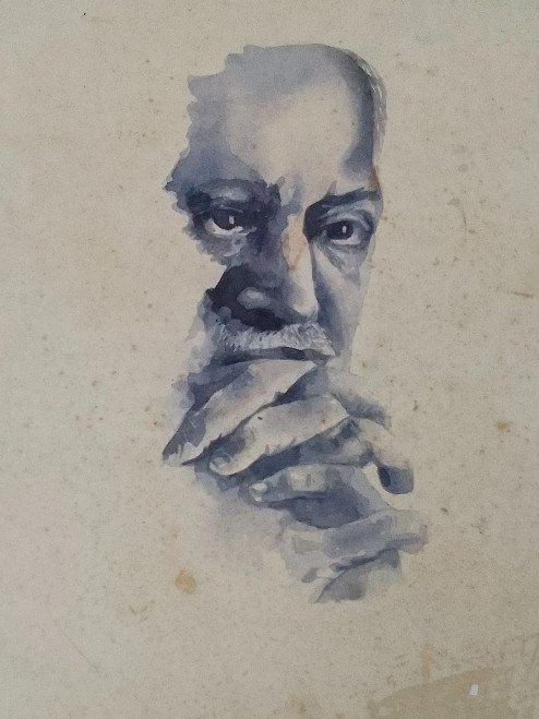 Buy Thinker (ART-15604-102585) - Handpainted Art Painting - 12in X 15in ...