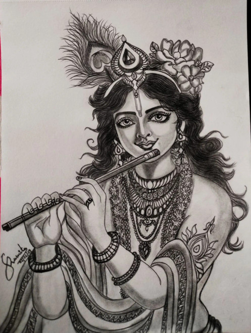 playing flute drawing