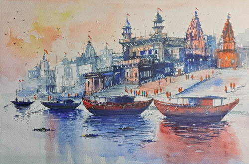 Buy Dreams Of Varanasi, In Watercolor Digital Archival Paper Print ...