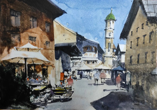 Buy City - Urban, Watercolor, Realism Painting Online | Fizdi