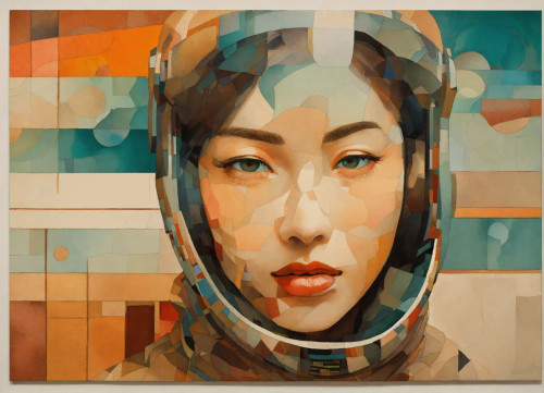 Buy Astro Woman - Abstract, Futuristic, Geometric Painting Online | Fizdi