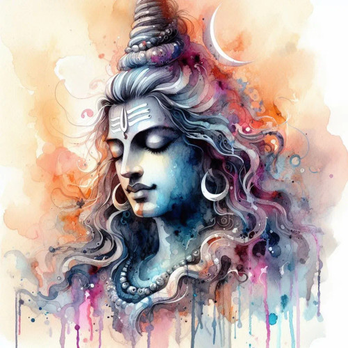 Buy Mahadev 4 - Abstract, Watercolor, Spiritual Painting Online | Fizdi