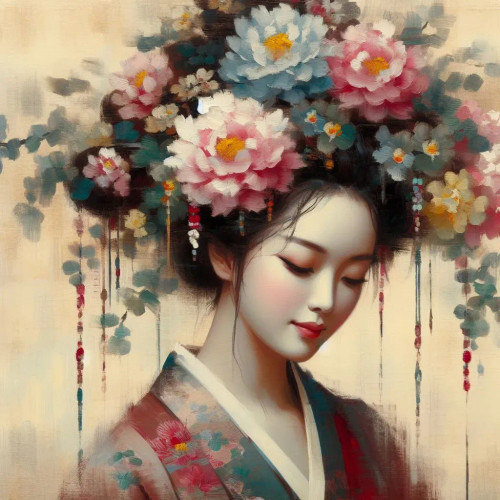 Buy Flower Girl Abstract 3 - Abstract, Portrait, Floral Painting Online ...