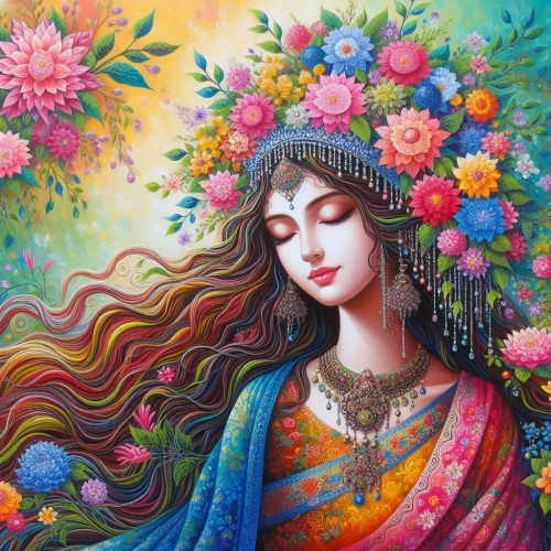 Buy Flower Girl Abstract - Floral Abstract Fantasy Painting Online | Fizdi