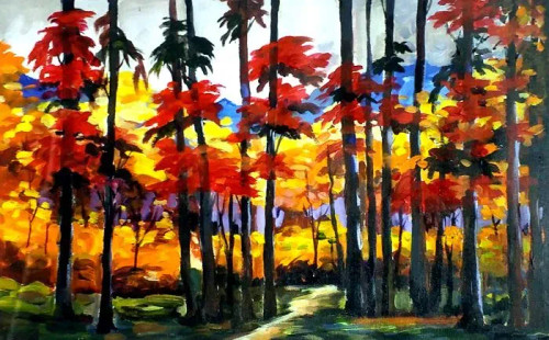 Buy Beauty Of Autumn Forest - Impressionistic Nature Scene Painting ...