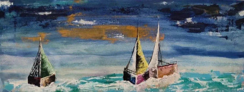 Buy Naav - Contemporary, Abstract, Marine Painting Online | Fizdi