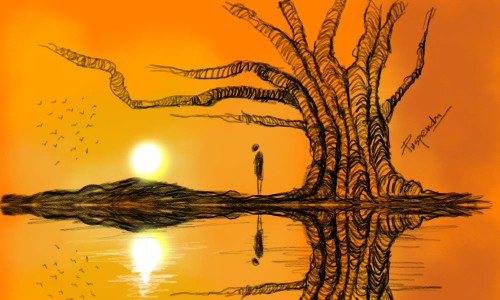 Buy Sunset And Loneliness - Surreal, Expressionist Painting Online | Fizdi