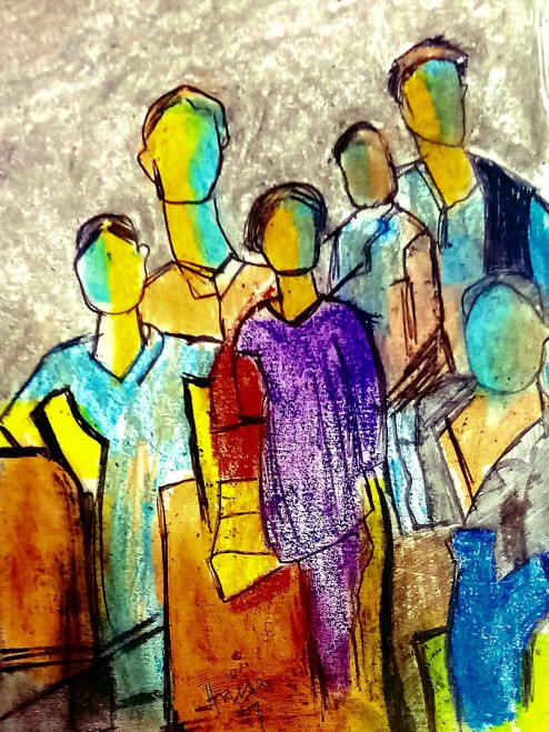 Buy Friends - Abstract, Modern Painting Online | Fizdi