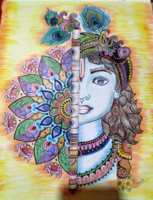 Buy Krishna Mandala - Mandala Fusion Painting Online | Fizdi