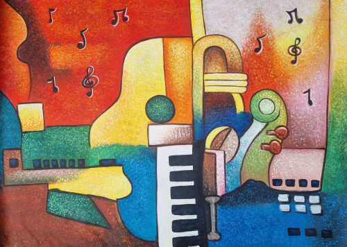 Buy Musical Instruments Painting - Abstract, Cubism, Modern Painting ...