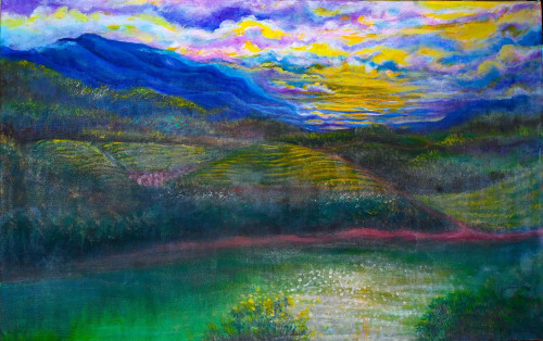 Buy Mattupetty Lake, Munnar - Landscape, Impressionism Painting Online ...