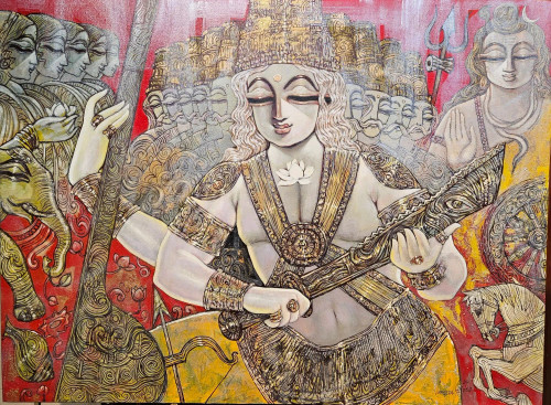 Buy DEVOTEE (ART-1469-108860) - Handpainted Art Painting - 48in X 36in ...