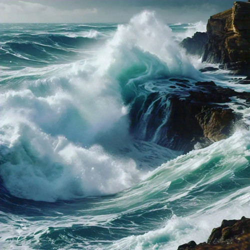Buy The Raging Sea - Dynamic Seascape Painting Online | Fizdi
