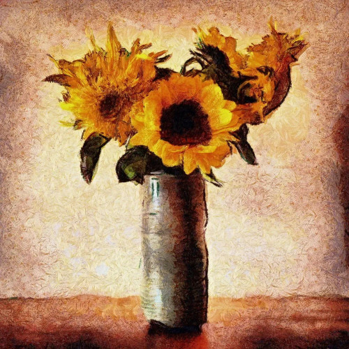 Buy Still Life Yellow Sunflowers - Impressionistic, Textured Painting ...
