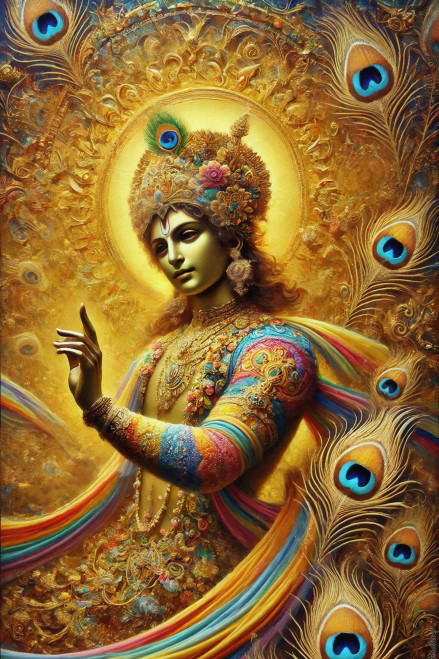 Buy Radiant Krishna: A Vision Of Divinity In Golden Armor - Vibrant ...