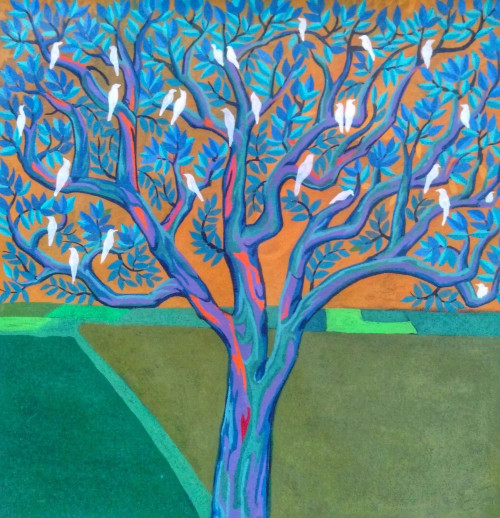 Buy Gathering - Modern, Abstract, Vibrant Painting Online | Fizdi