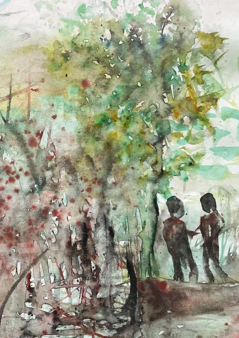 Buy Conversation - Abstract Watercolor Painting Online | Fizdi