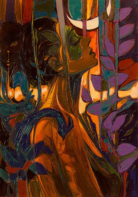 Buy The Woman And The Moon Painting - Expressionist Abstraction ...