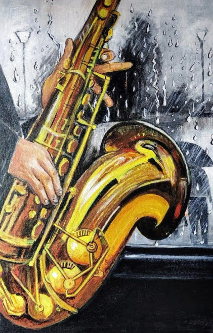 Buy Saxophone, The Romantic Music - Realistic, Expressive Painting ...