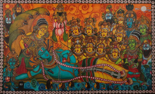 Buy Anantha Shayanam - Traditional, Mythical, Vibrant Painting Online ...