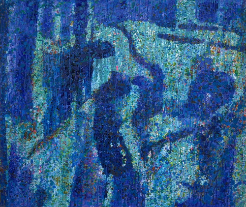 Buy Dancing Figures - Abstract, Dynamic, Blue Painting Online | Fizdi