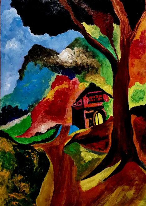 Buy The House - Expressionist, Vibrant Painting Online | Fizdi