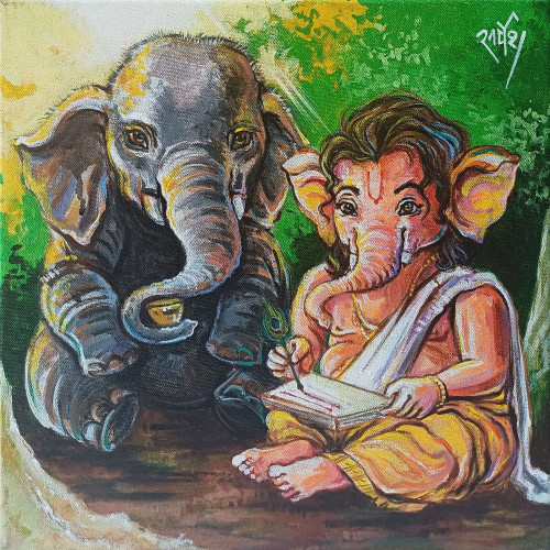 Buy Gaja Ganesh 3 - Traditional Indian Art Painting Online | Fizdi