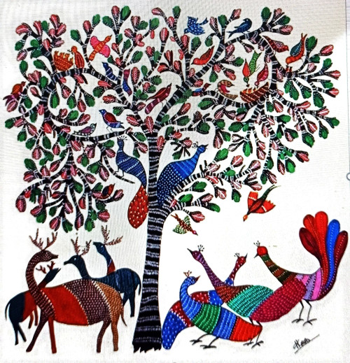 Buy GOND ARTS MADE ON HANDMADE PAPAERS WITH ACRYLIC PAITS (ART-2050 ...