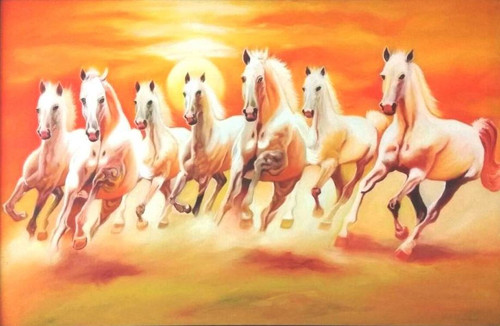 Buy 7 Horses Handmade Painting by Vaishali Goel. Code:ART_1638_13673 ...