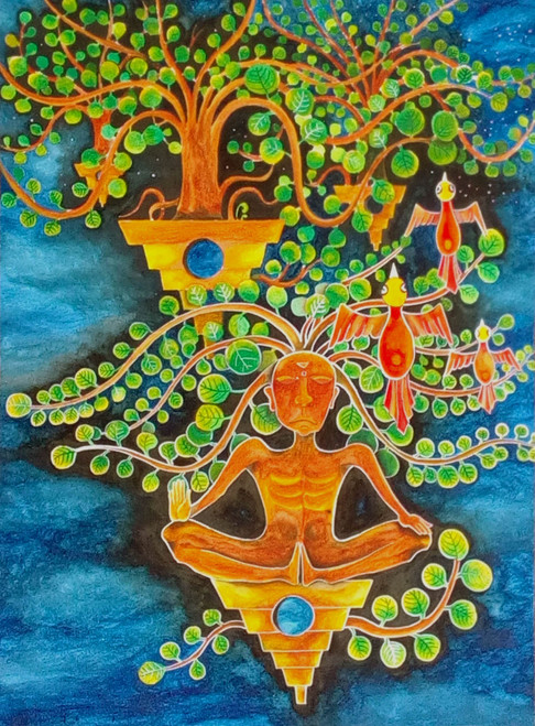 Buy The Yogi - Symbolic, Spiritual, Vibrant Painting Online | Fizdi