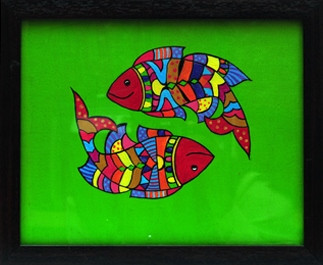 Pisces - 10in X 08in (Border Framed),ART_SASA13_1008,Acrylic Colors ...