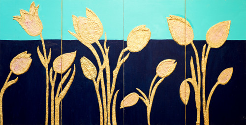 Buy Golden Tulips -By Neeru Monga Handmade Painting by ART WANDERERS ...